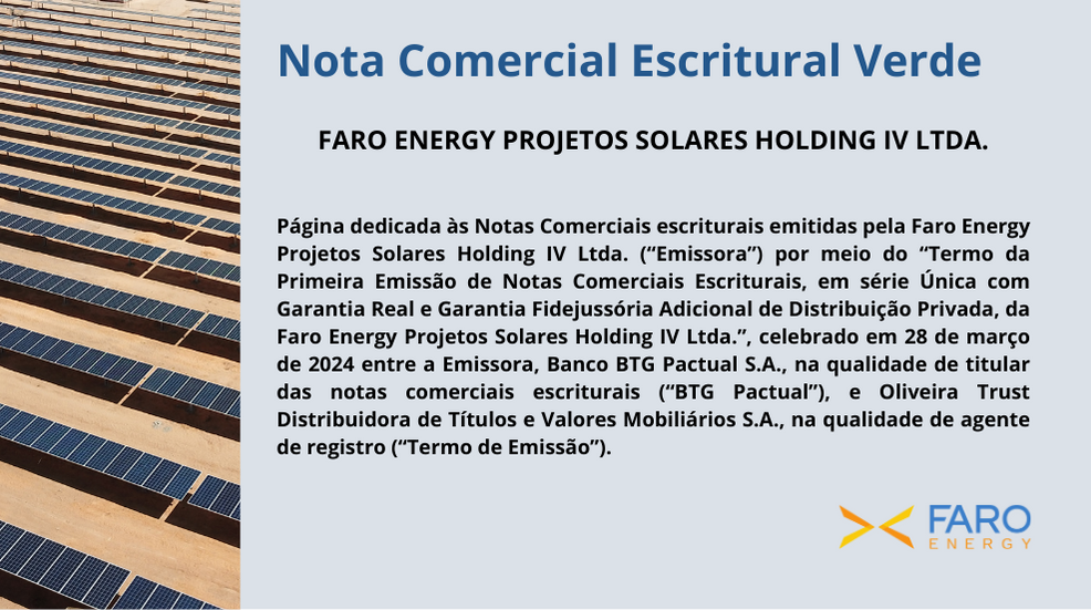 Nota Comercial Escritural Verde - Faro Energy